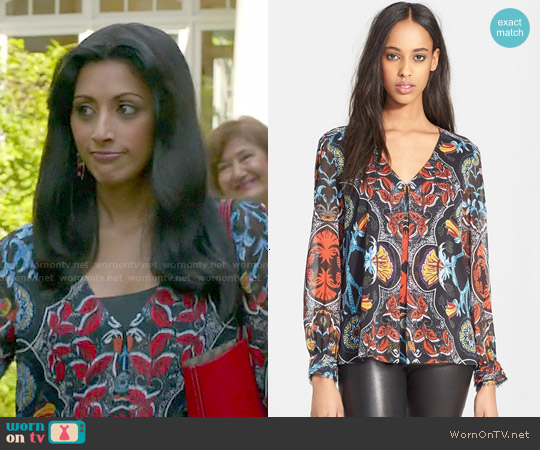 WornOnTV: Divya’s printed blouse on Royal Pains | Reshma Shetty ...
