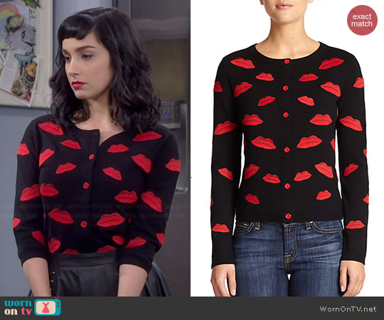 WornOnTV: Mandy’s lips cardigan and leather skirt on Last Man Standing ...