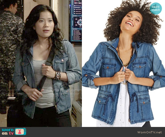WornOnTV: Happy’s denim jacket with pockets on Scorpion | Jadyn Wong ...