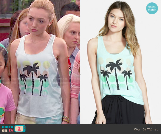 WornOnTV: Emma’s polka dot and palm tree graphic tank top on Bunk’d ...