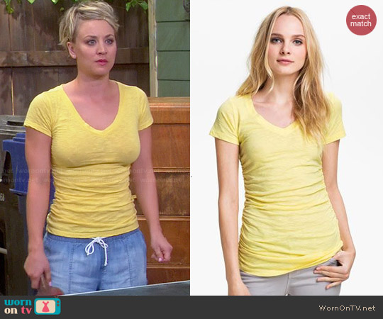WornOnTV: Penny’s yellow v-neck tee and blue shorts on The Big Bang ...