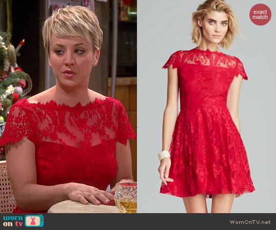 WornOnTV: Penny’s red lace Christmas dress on The Big Bang Theory ...