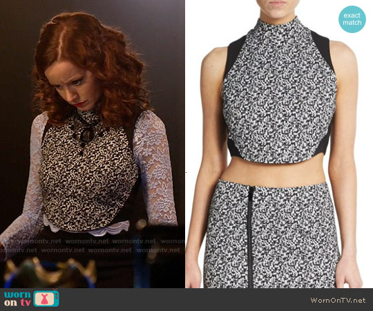 WornOnTV: Cassandra’s lace long sleeved top and black and white crop ...