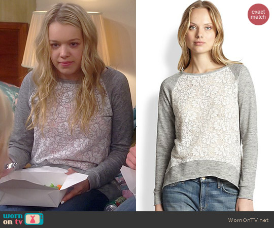 WornOnTV: Violet’s grey lace front pullover on Mom | Sadie Calvano ...