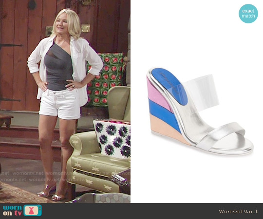 WornOnTV: Sharon’s one-shoulder swimsuit and white shorts on The Young ...