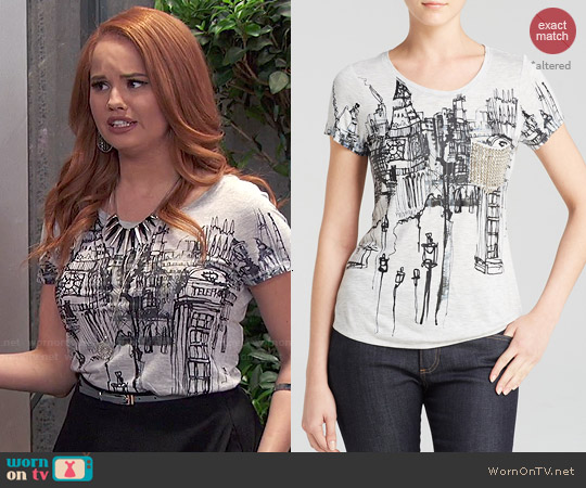 WornOnTV: Jessie’s london print top and spiked necklace on Jessie ...