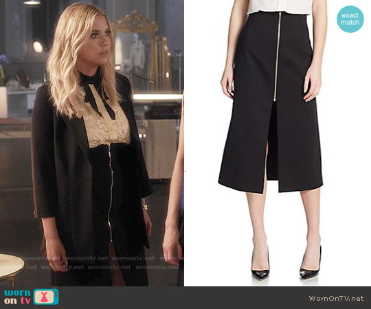 WornOnTV: Hanna’s yellow lace top and black zip-front skirt on Pretty ...