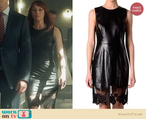 WornOnTV: Amanda’s leather lace-trim dress on Nikita | Melinda Clarke ...