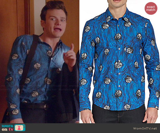 WornOnTV: Kurt’s blue rose print shirt on Glee | Chris Colfer | Clothes and Wardrobe from TV