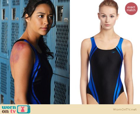 WornOnTV: Emily’s black and blue one piece swimsuit on Pretty Little ...