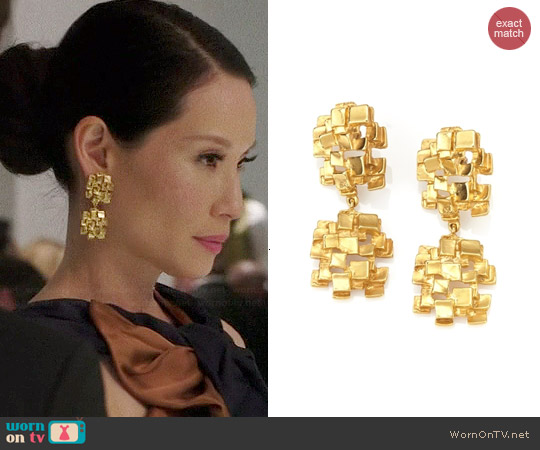 WornOnTV: Joan’s navy and tan/gold bow gown on Elementary | Lucy Liu ...