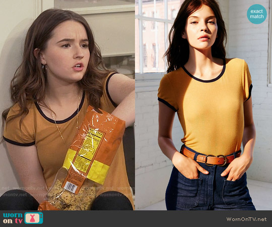 WornOnTV: Eve’s yellow ringer tee on Last Man Standing | Kaitlyn Dever ...