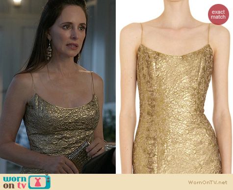 WornOnTV: Victoria’s gold spaghetti strap dress on Revenge | Madeleine ...