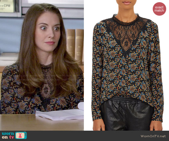 WornOnTV: Annie’s printed lace inset blouse on Community | Alison Brie ...