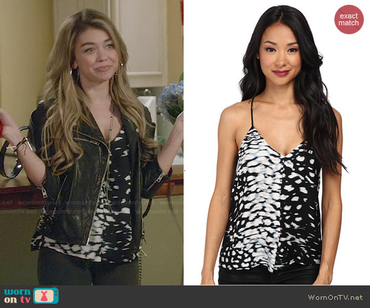WornOnTV: Haley’s black and white leopard print top and leather jacket ...