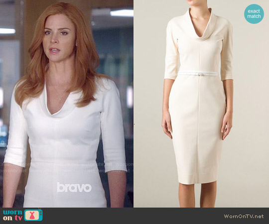 WornOnTV: Donna’s white rolled neck dress on Suits | Sarah Rafferty ...